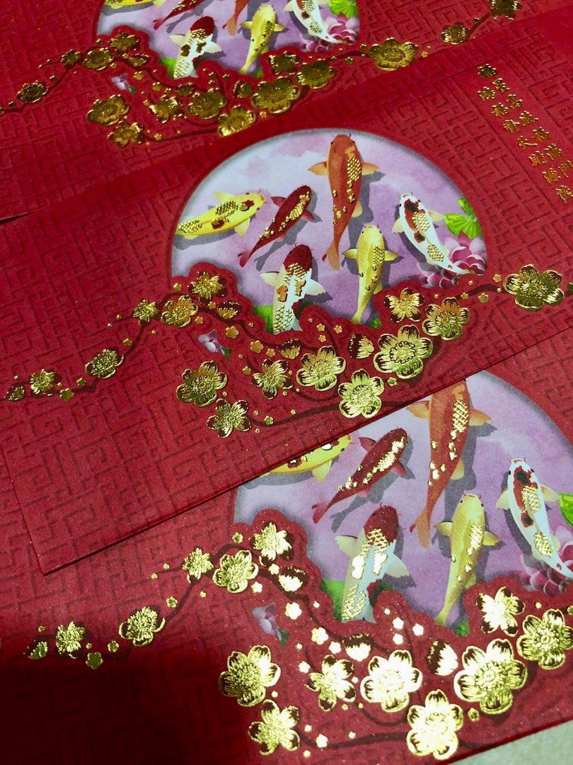 CNY Red Packet Fish and Gold Flower, Hobbies & Toys, Stationery & Craft ...