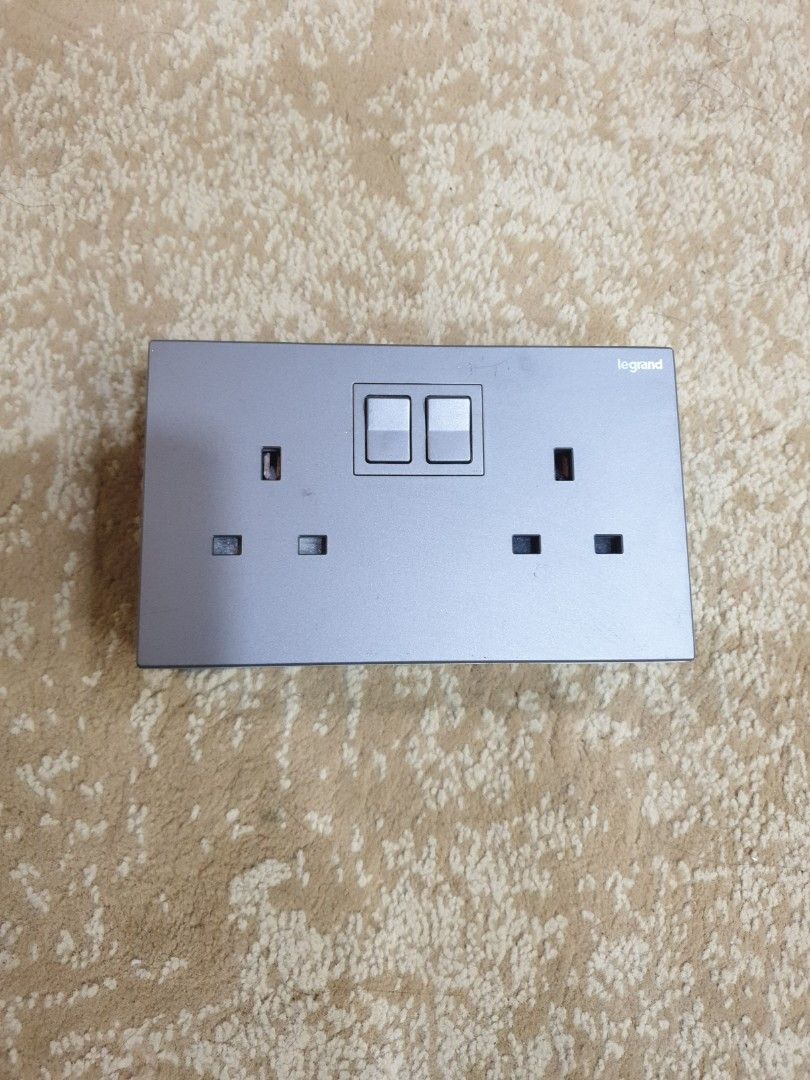 Dark Grey Legrand Double Power Socket with matching Junction Box, TV ...