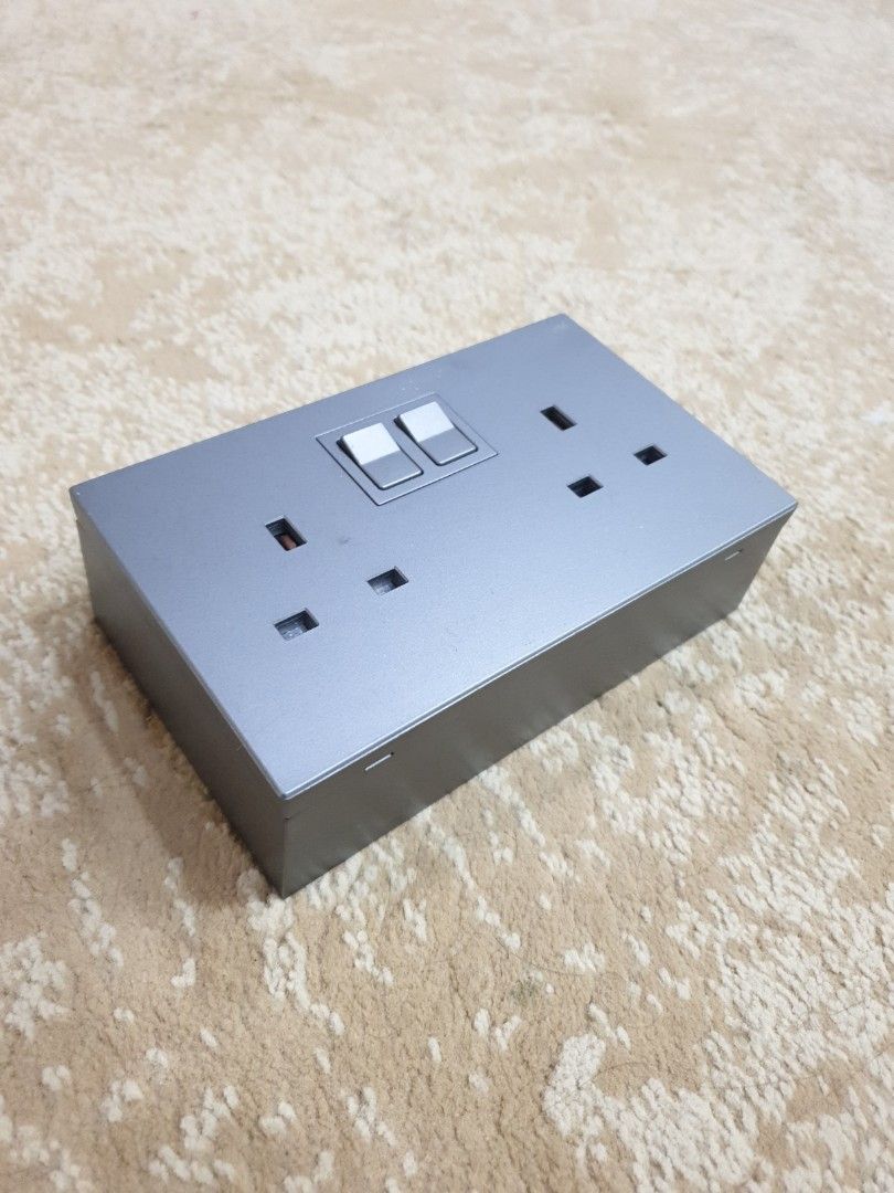 Dark Grey Legrand Double Power Socket with matching Junction Box, TV ...