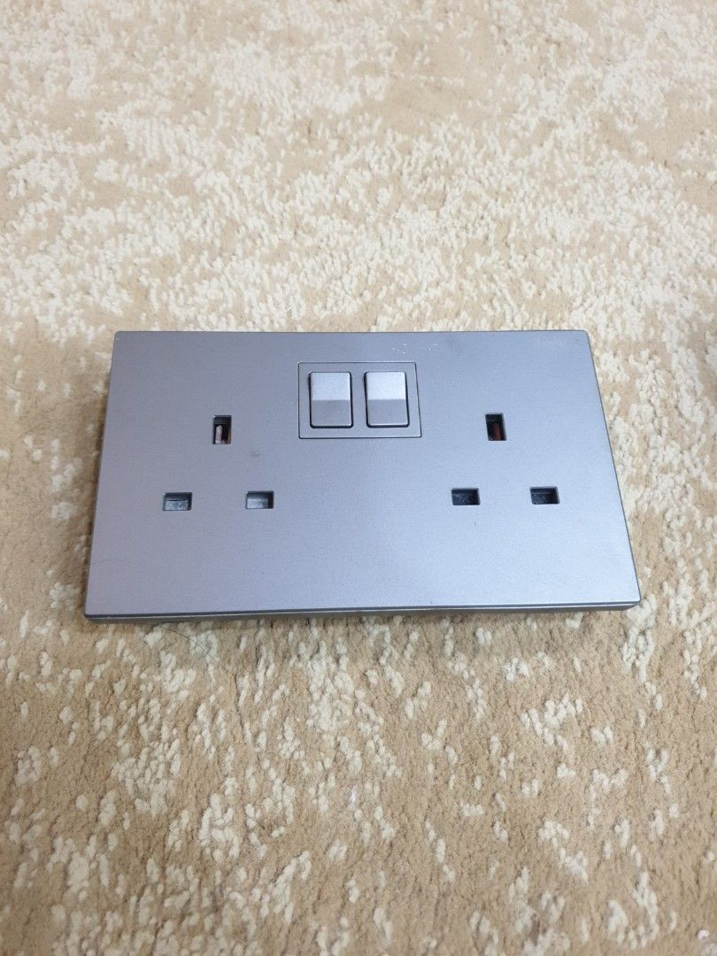 Dark Grey Legrand Double Power Socket with matching Junction Box, TV ...