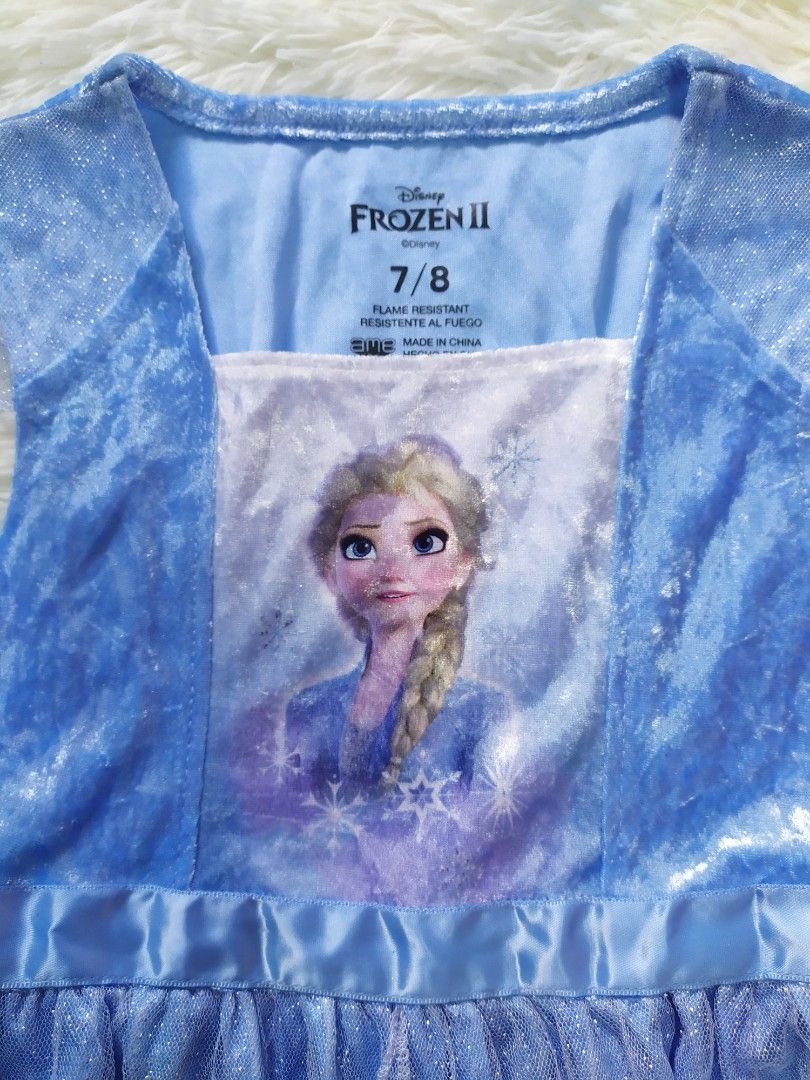 Disney FROZEN ELSA Velvet Blue Dress 7/8, Babies & Kids, Babies & Kids ...