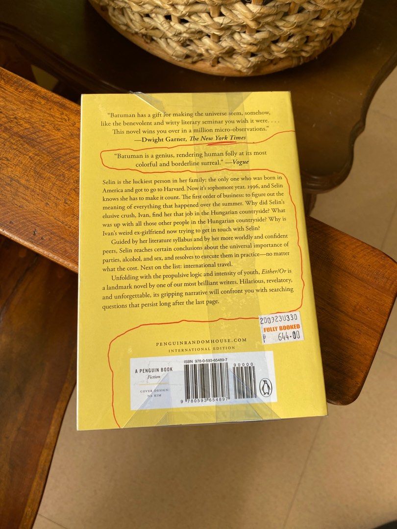 Either Or by Elif Batuman, Hobbies & Toys, Books & Magazines, Fiction ...