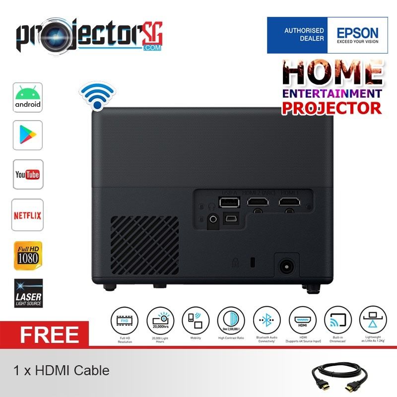 Epson EpiqVision EF-12 Mini 3LCD Full HD Laser Projection TV Home ...