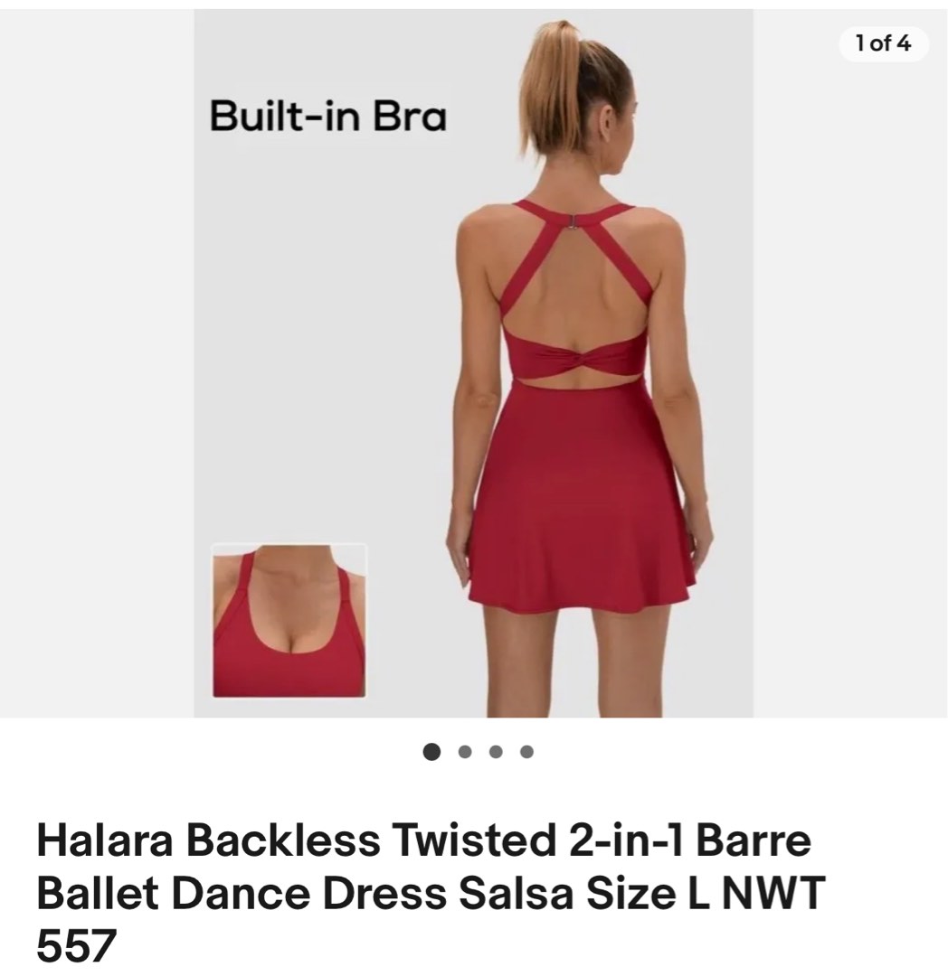 Halara Backless Twisted 2 in 1 Barre Ballet Dance Dress, Women's ...