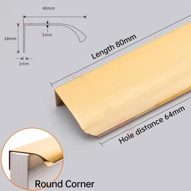 Hidden door handle golden mount drawer edge puller concealed aluminum ...