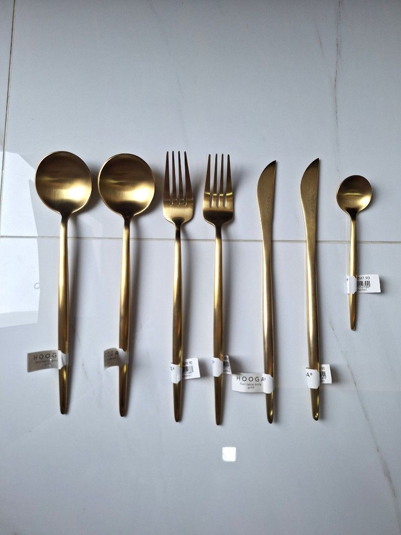 Hooga Flint Table Gold Cutlery, Furniture & Home Living, Kitchenware ...