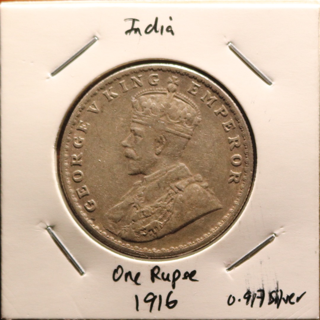 India EF One Rupee Year 1916 King George V .917 Silver KGV [Extremely ...