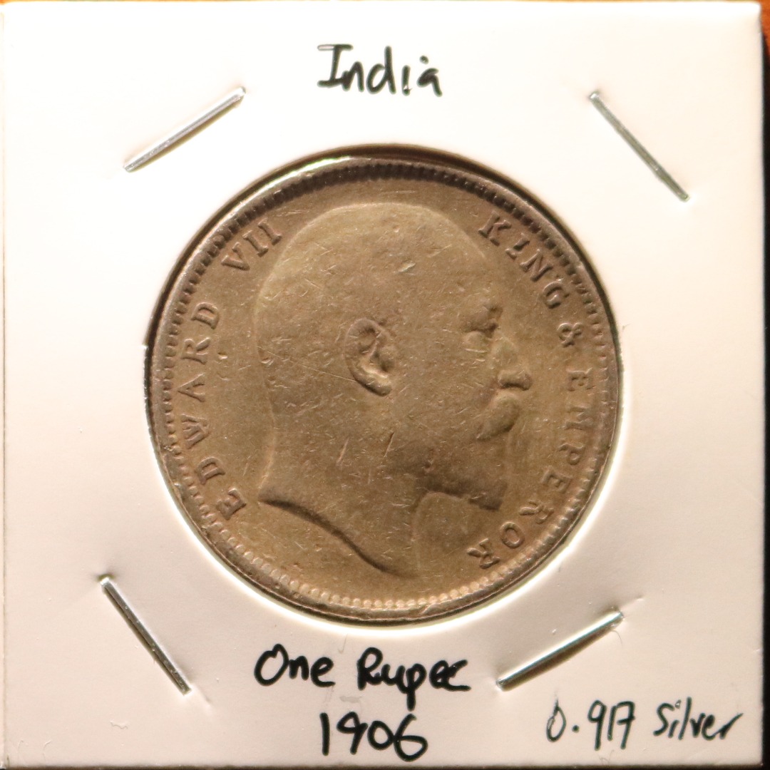 India VF One Rupee Year 1906 King Edward VII .917 Silver KEVII [Very ...