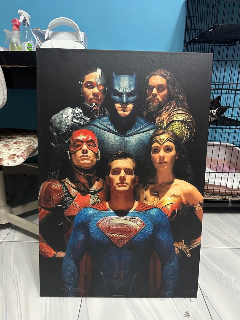 Justice League movie canvas frame poster, Furniture & Home Living, Home ...