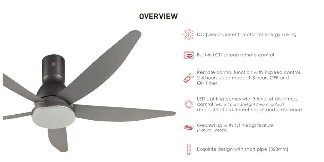 Kdk ceiling fan with light 60inch, Furniture & Home Living, Lighting ...