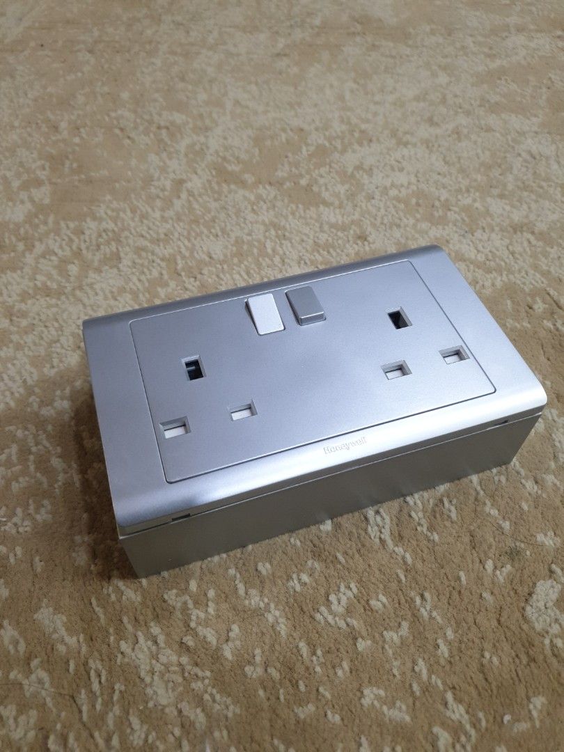Light Grey Honeywell Double and Single Power Socker with matching ...