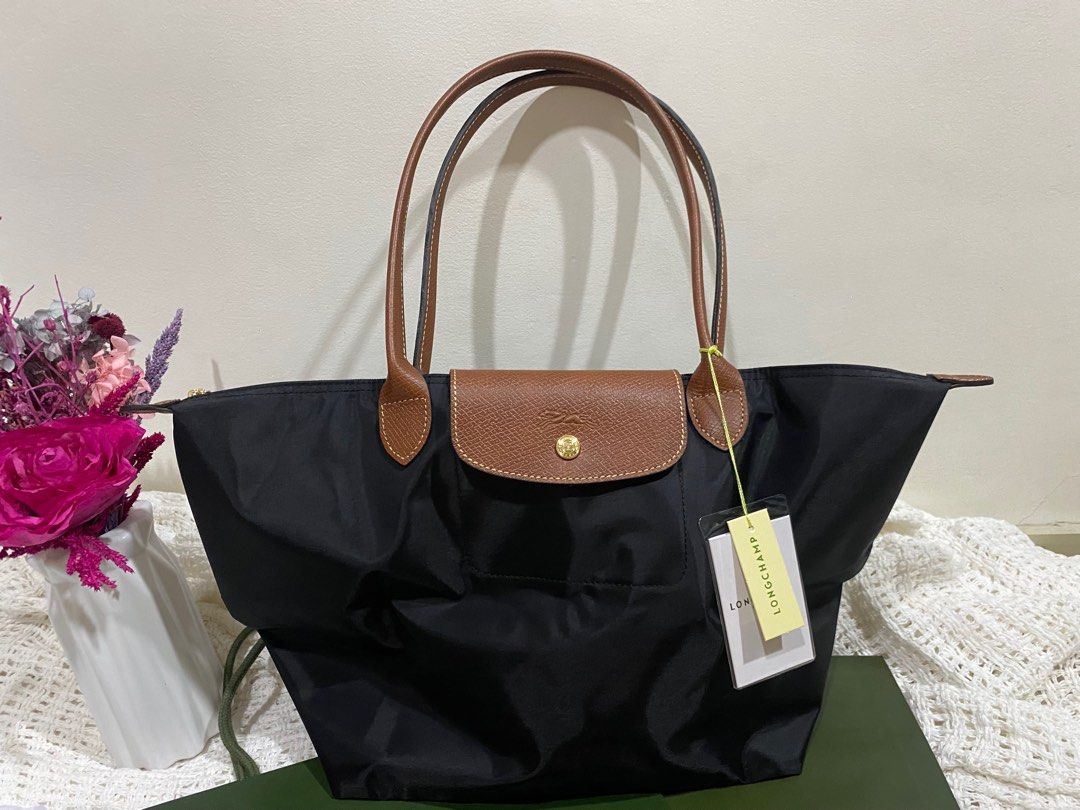 Longchamp Le Pliage Large Long Handle Black, Women's Fashion, Bags ...