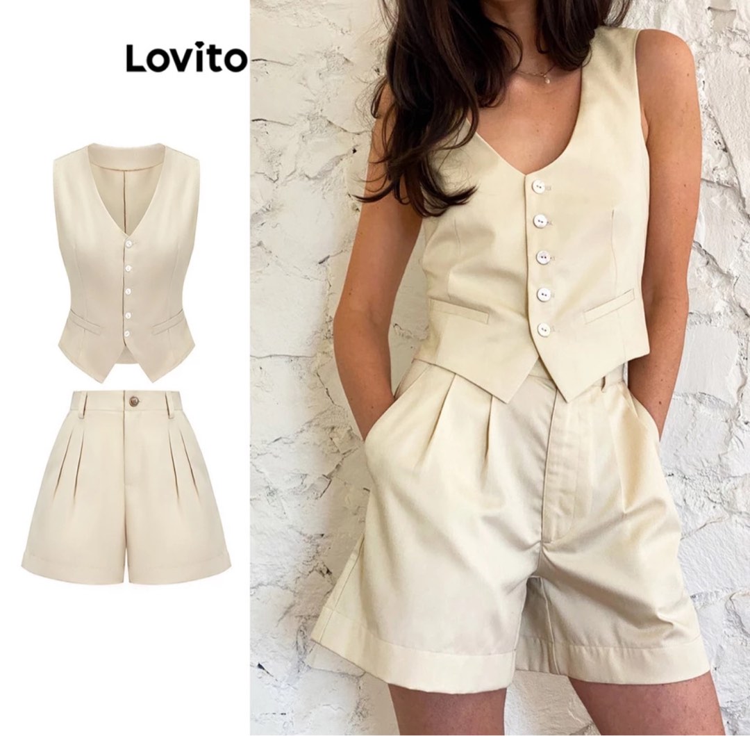 Lovito Vest and Short Coordinates, Women's Fashion, Dresses & Sets ...