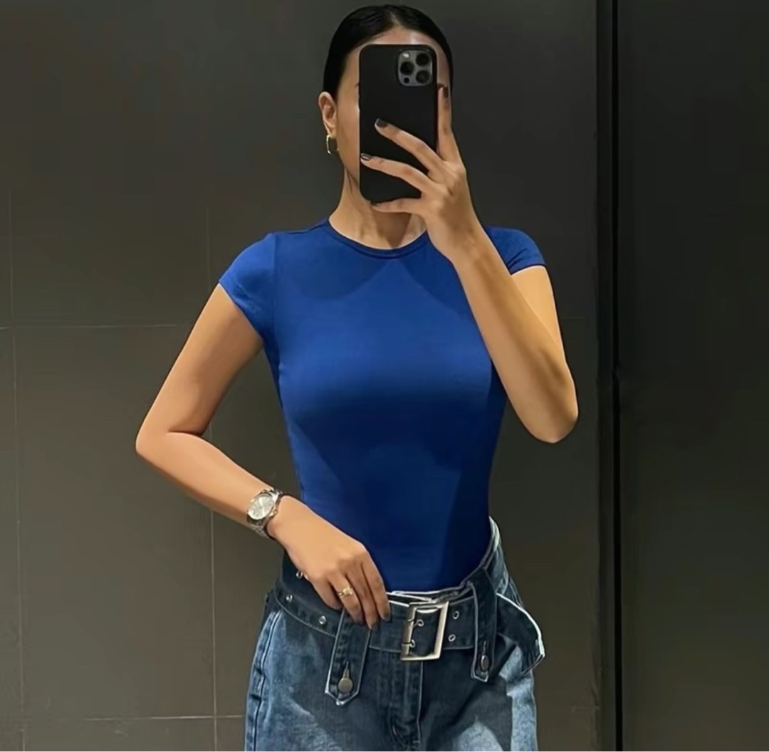 Mera Basic Blue Top, Women's Fashion, Tops, Blouses on Carousell