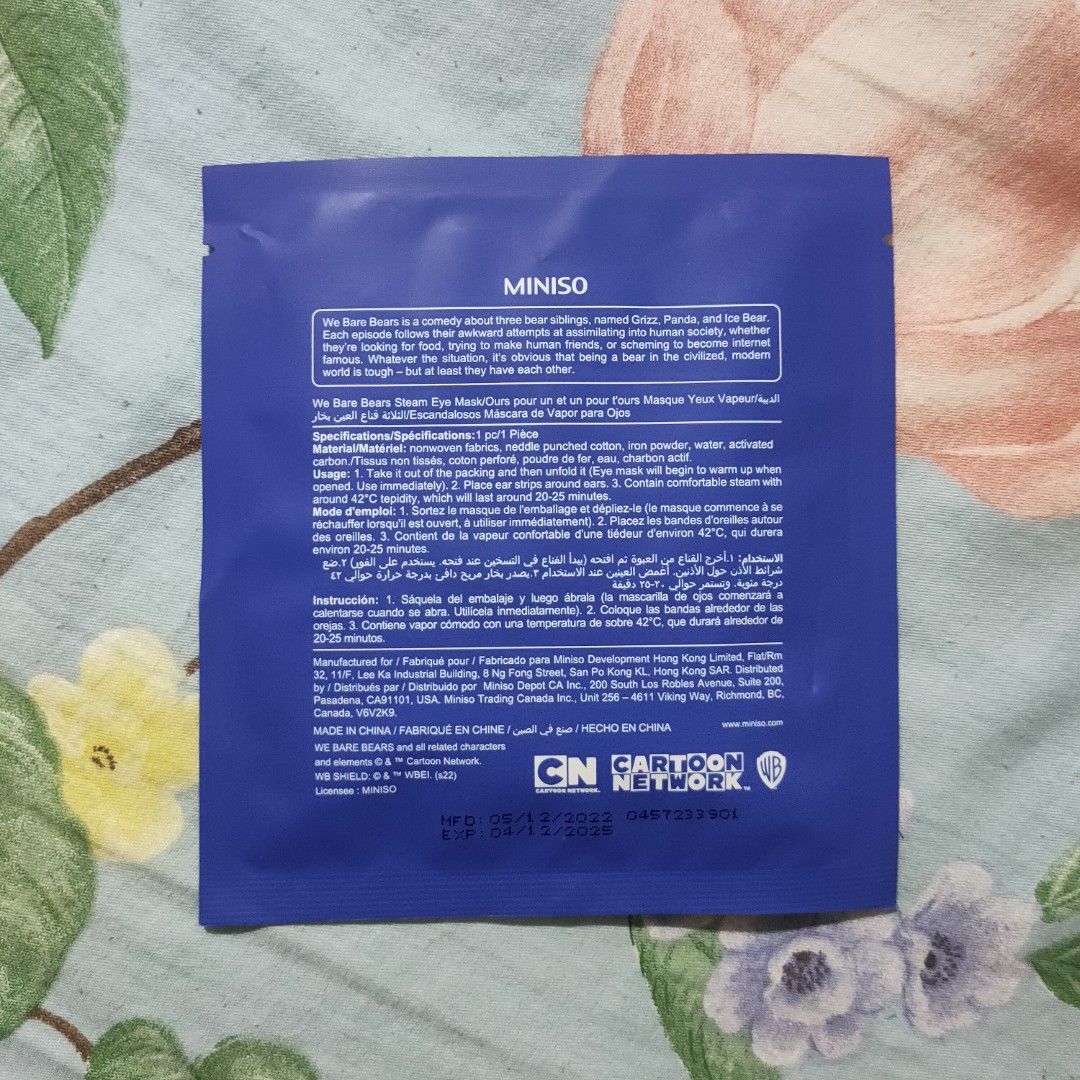 miniso x we bare bears steam eye mask, Beauty & Personal Care, Face ...
