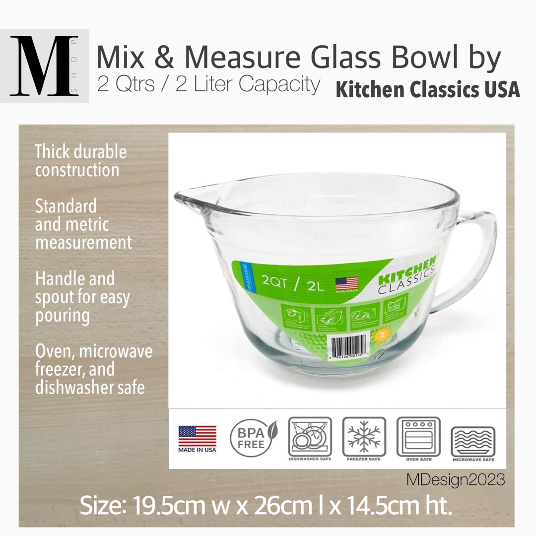 Mix and Measure Glass Bowl by Kitchen Classic USA, Furniture & Home ...