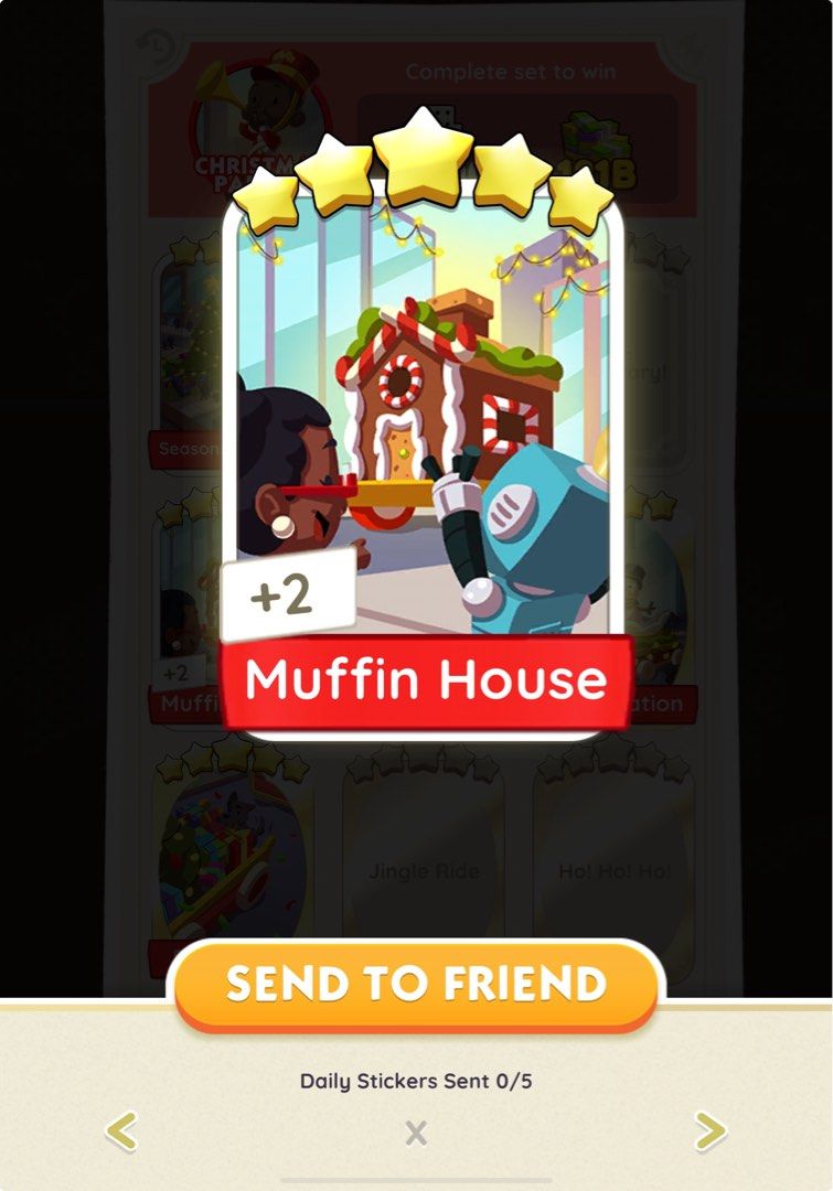 Monopoly Go 5* Sticker - Go Nuts!, Muffin House, Krampus Style, Merry ...