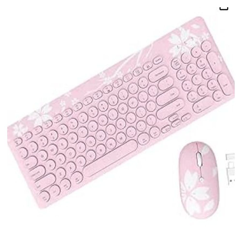 Mytrix Cute Pink Wireless Keyboard Mouse Set, Kawaii Wireless Mouse ...