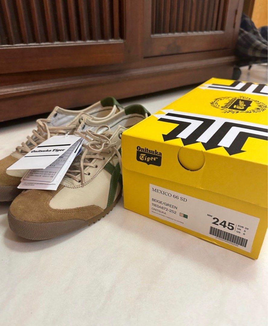 Onitsuka Tiger Mexico SD66 Green Beige, Women's Fashion, Footwear, Sneakers on Carousell