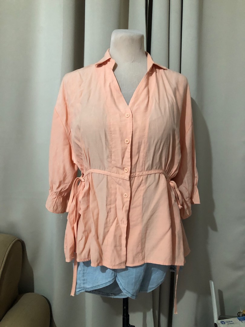 Peach Fuzz Button Down Womens Fashion Tops Blouses On Carousell