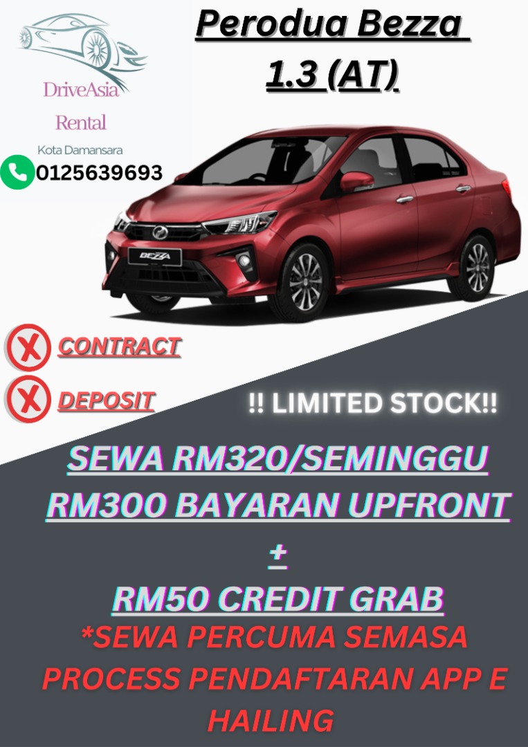 PERODUA BEZZA 1.3 AT, Cars, Vehicle Rentals on Carousell
