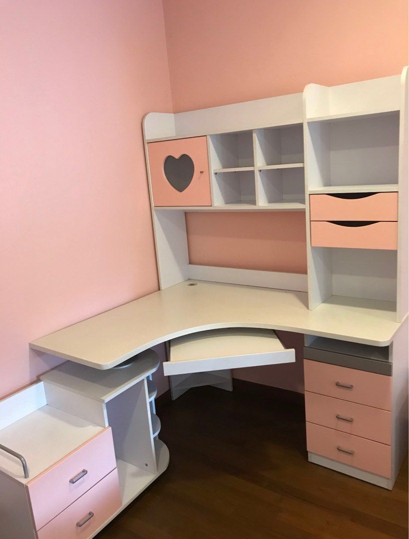 Pink and white Study Table Dressing Table computer table writing table ...