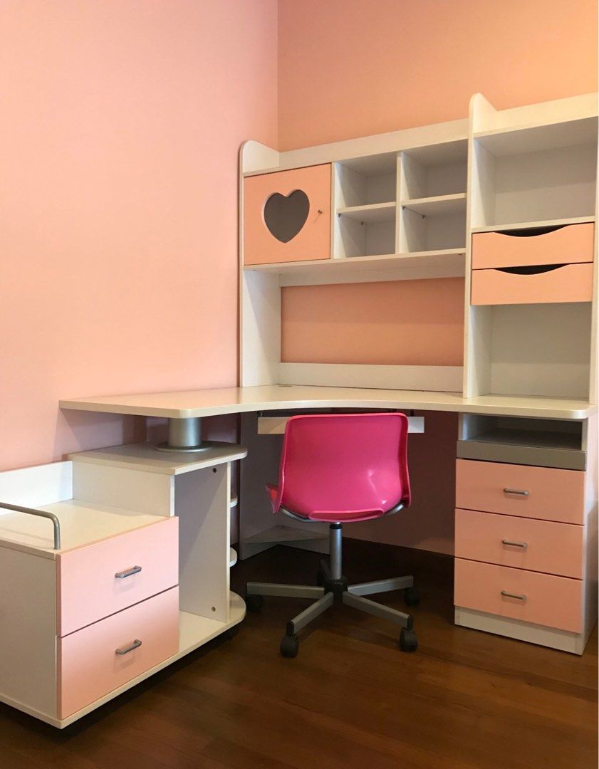 Pink and white Study Table Dressing Table computer table writing table ...