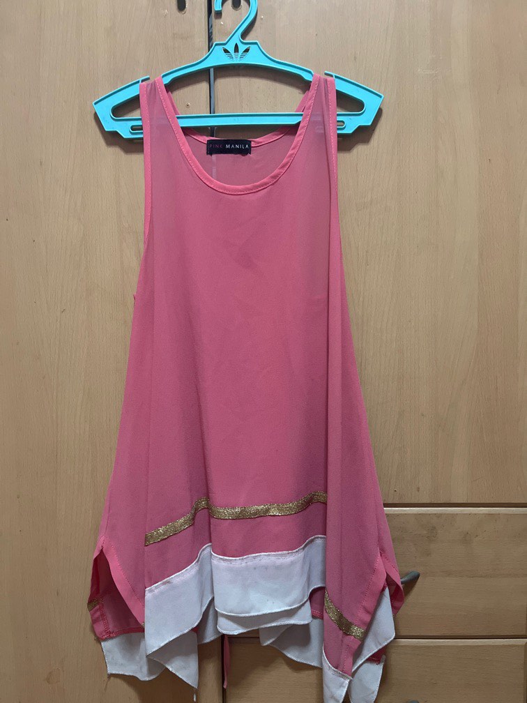 Pink Manila Pink & Gold Top, Women's Fashion, Tops, Sleeveless on Carousell
