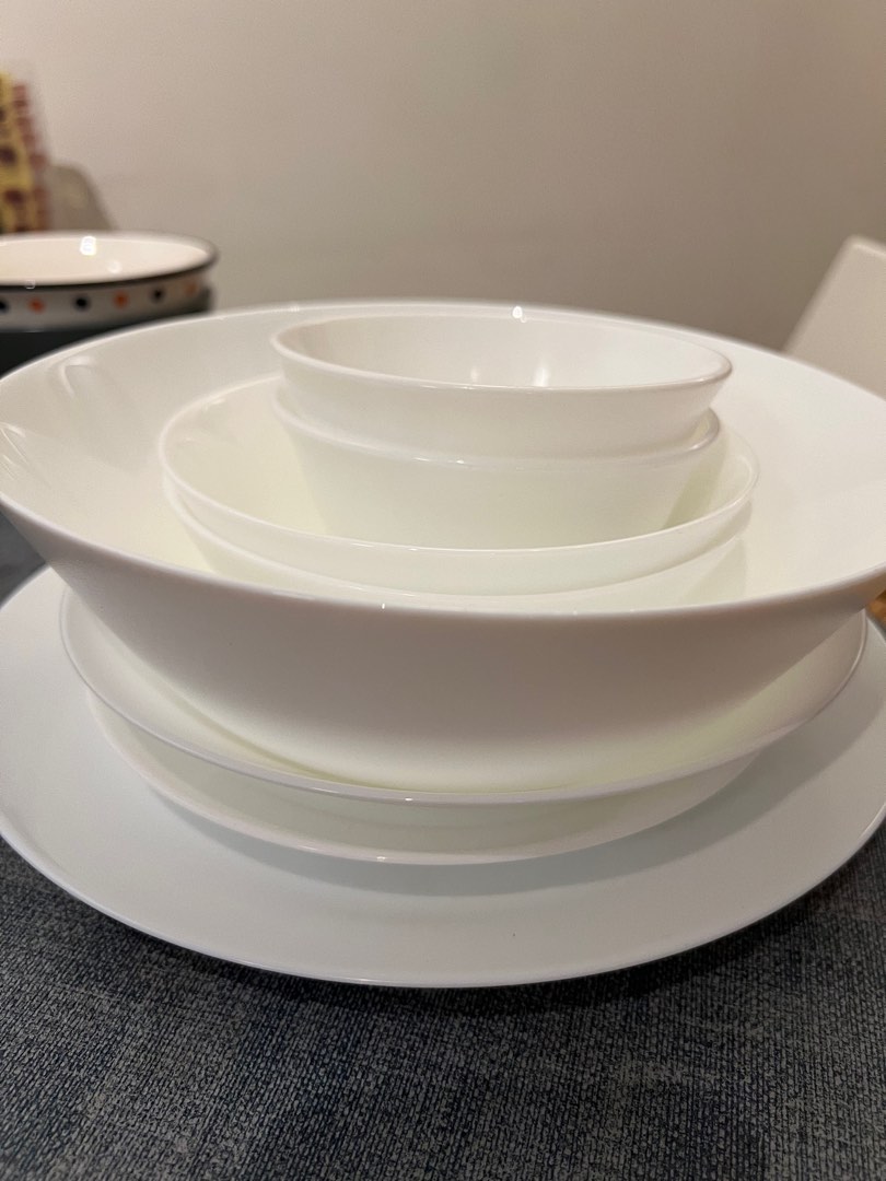 Plain White Tableware Bowl and Plate, Furniture & Home Living ...