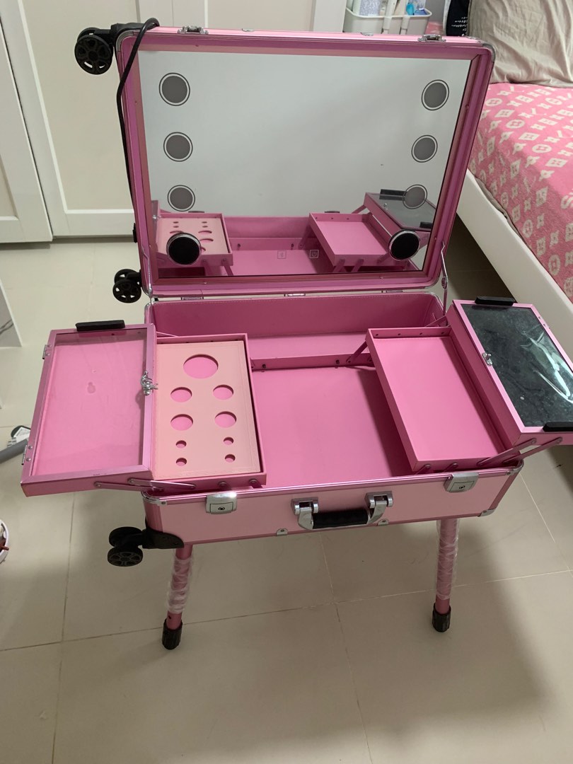 Portable Suitcase vanity table, Furniture & Home Living, Furniture ...