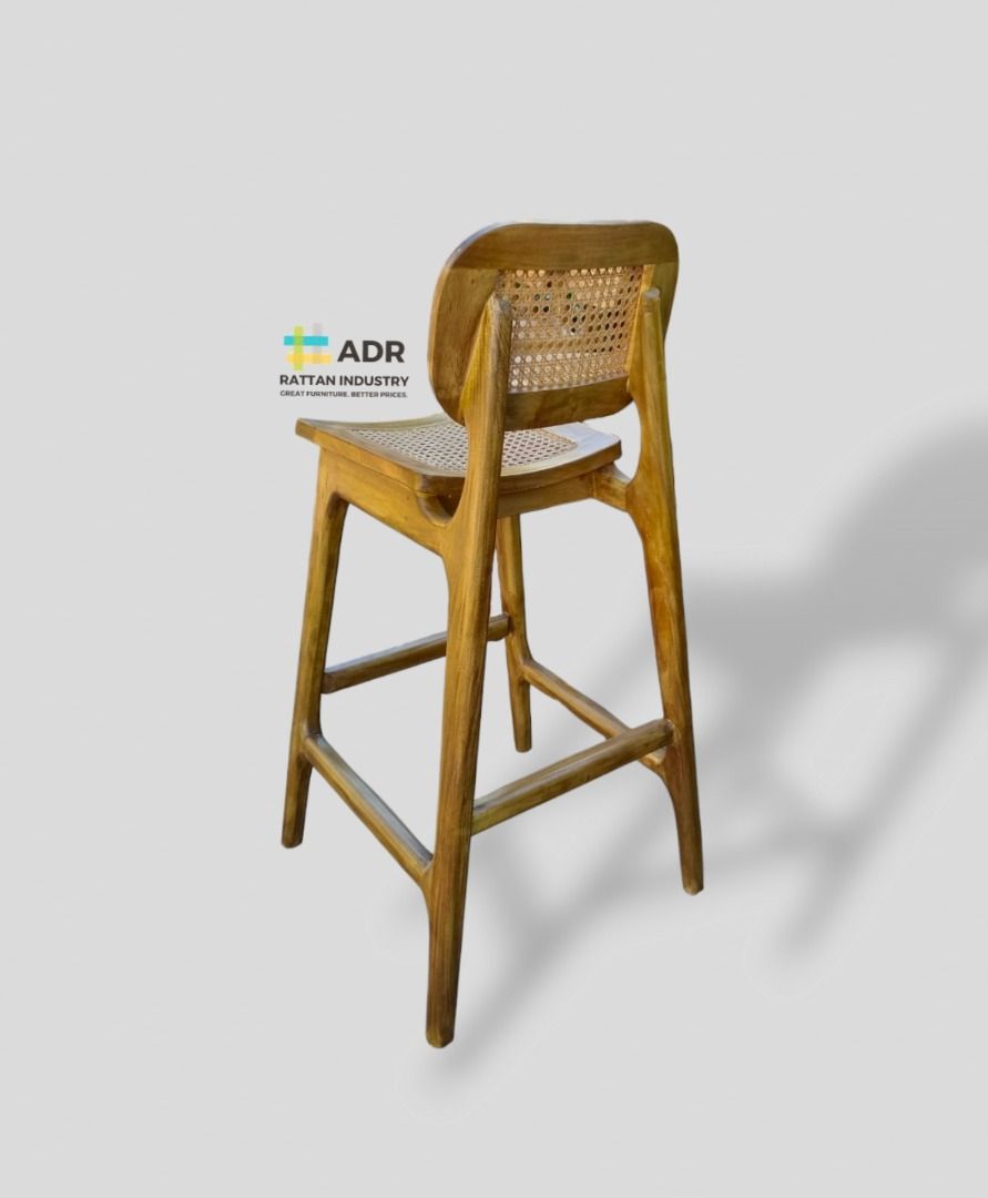 RATTAN & WOOD BAR CHAIR / HIGH CHAIR / BAR STOOL, Furniture & Home ...