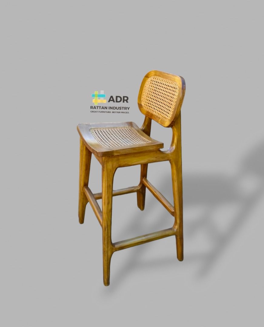 RATTAN & WOOD BAR CHAIR / HIGH CHAIR / BAR STOOL, Furniture & Home ...