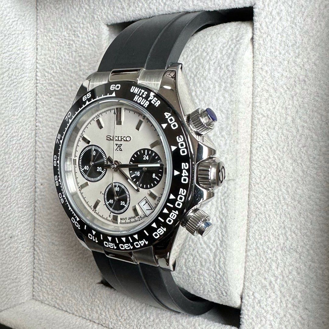 Custom White Chronograph Seiko Mod, Men's Fashion, Watches ...