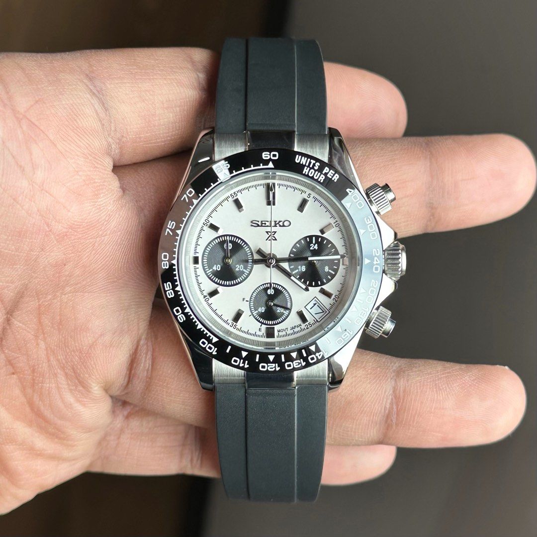 Custom White Chronograph Seiko Mod, Men's Fashion, Watches ...