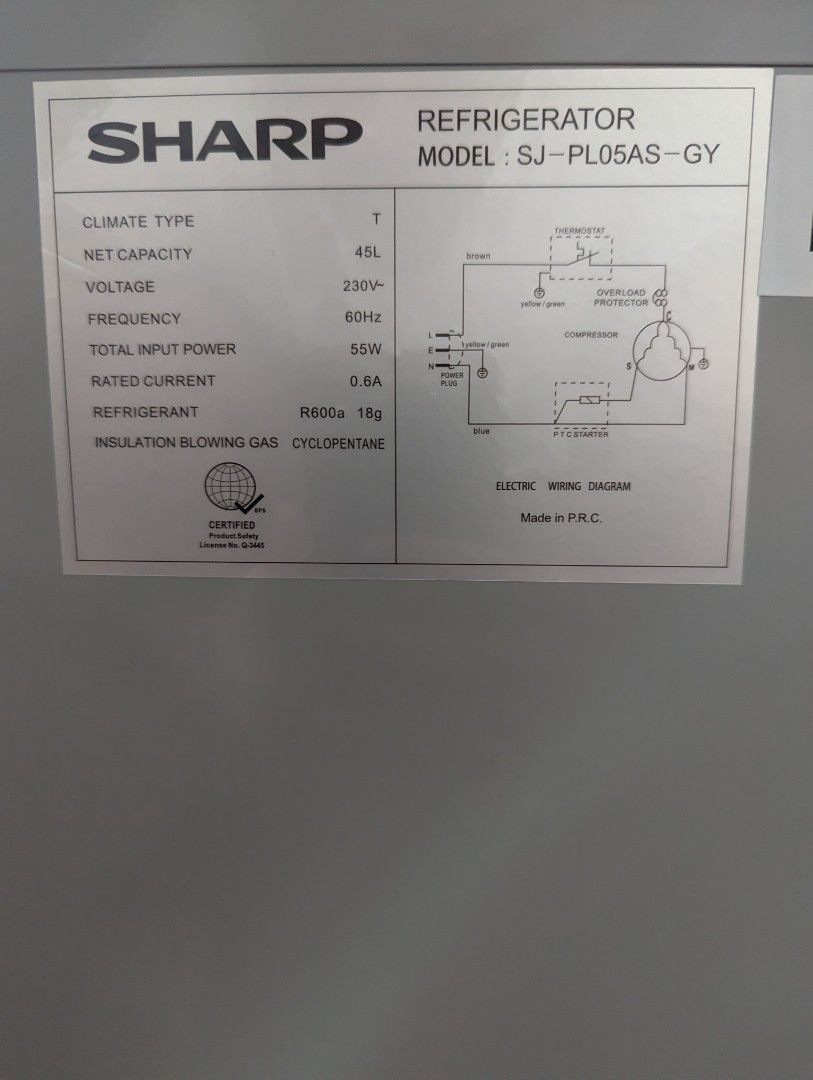 Sharp mini ref/fridge 1.7 cu. ft. for skincare/bedroom/bar fridge, TV ...