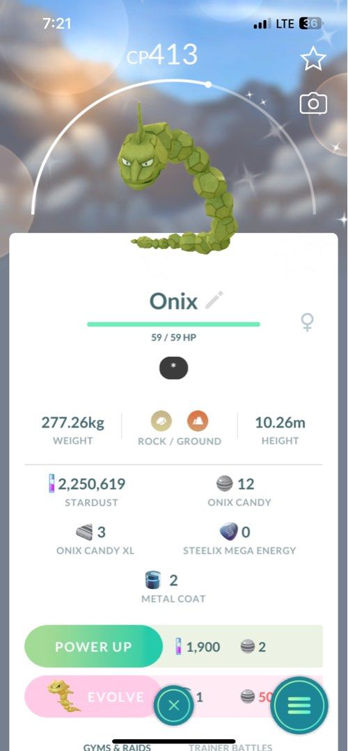 Shiny Onix Pokemon Go, Video Gaming, Gaming Accessories, In-Game ...