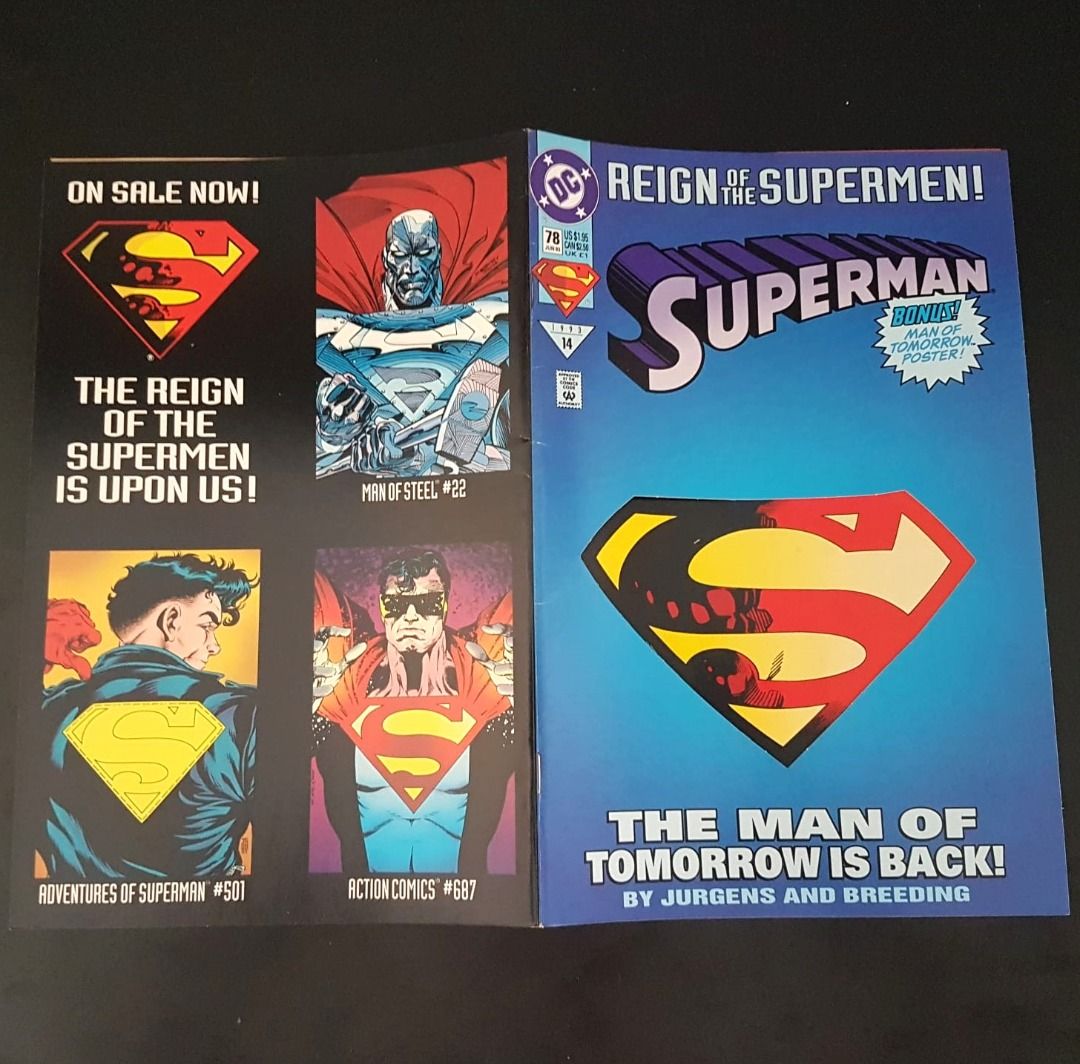 SUPERMAN DC Comics 1993, Reign of the Supermen, Superman in Action Comics, $20 Each, Green Cover ...