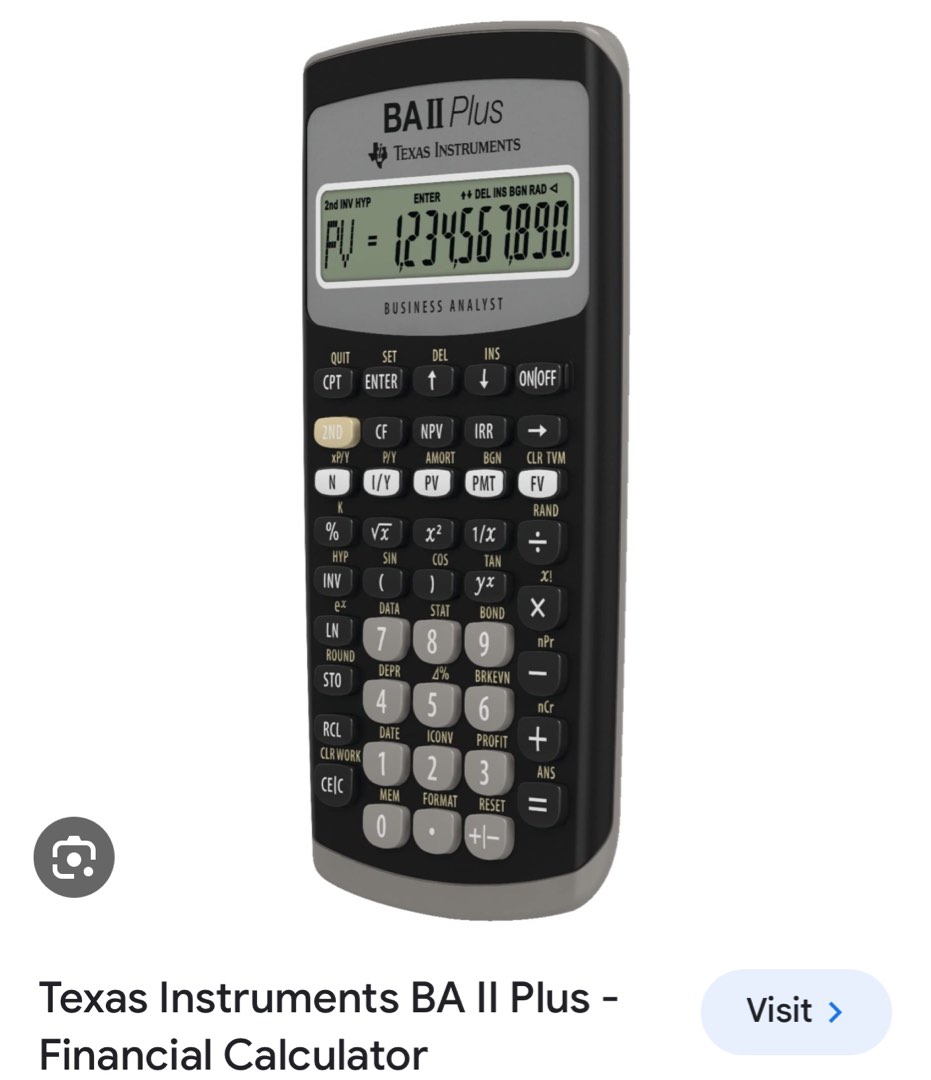 Texas Instruments BA II Plus Financial Calculator, Computers & Tech ...