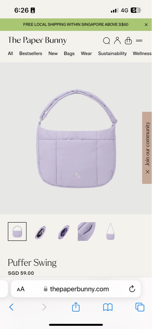 The paper bunny puffer swing, Women's Fashion, Bags & Wallets, Shoulder ...