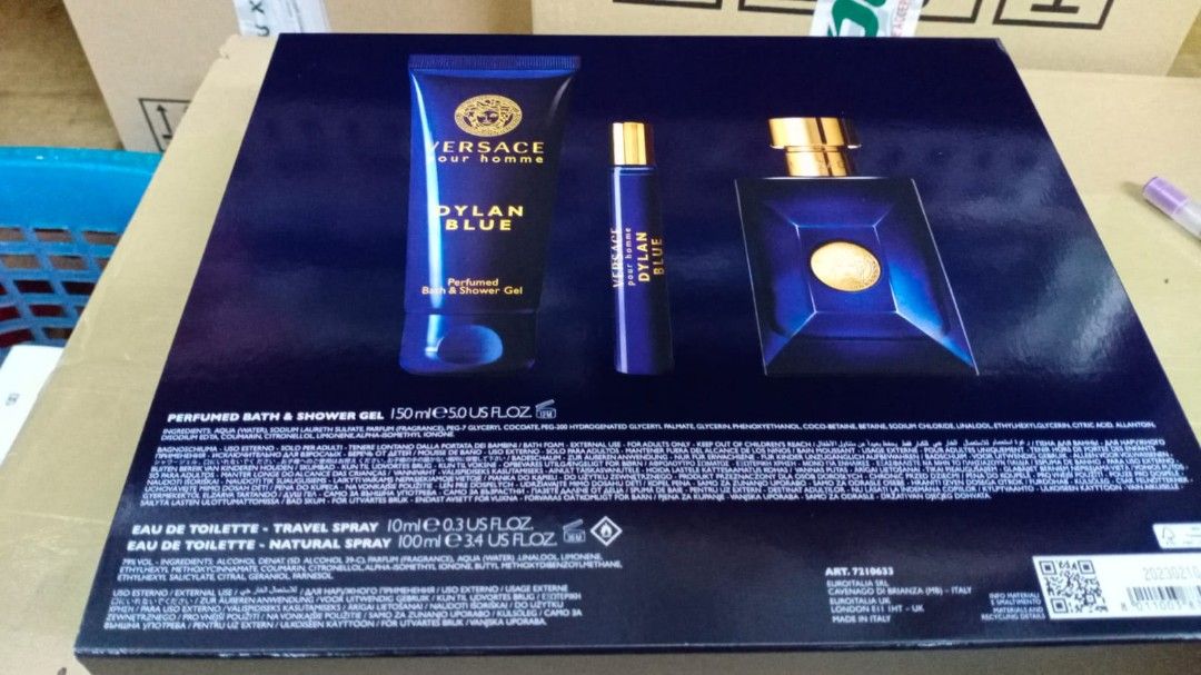 Versace Dylan Blue Gif Set (Edt 100ml +Edt 10ml spray +Hair & Body ...