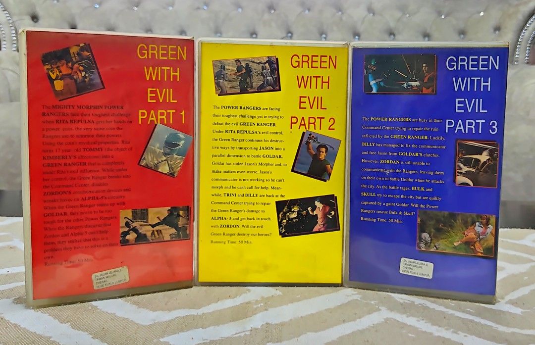 VINTAGE 1993 VHS TAPE GREEN RANGER MMPR SIRI 1 - SIRI 3 COMPLETE SET ...