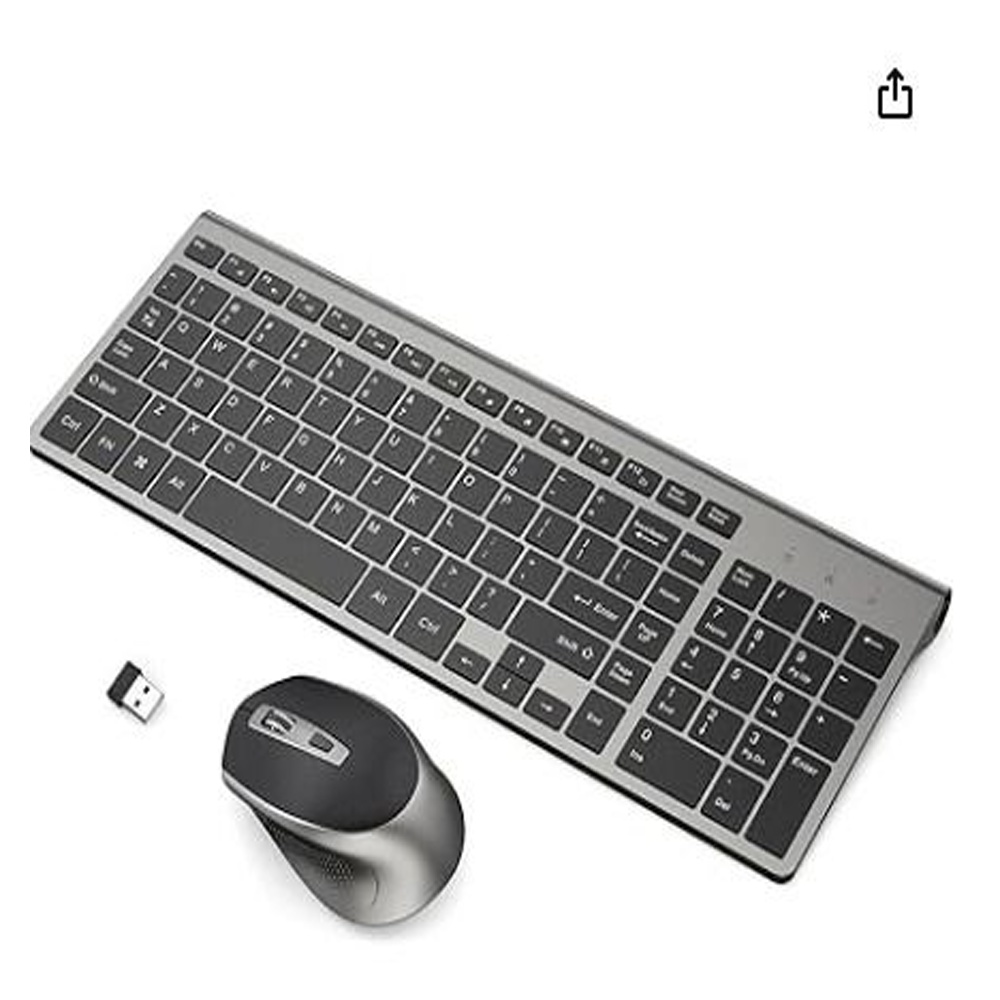 Wireless Keyboard Mouse Combo, J JOYACCESS Ergonomic and Cordless Keyboard and Mouse Set for PC ...