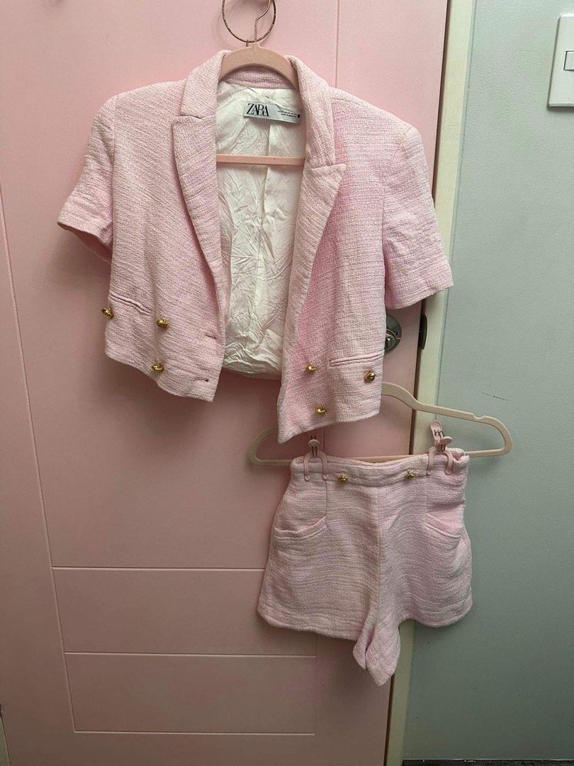 Zara pink tweed coordinates trending, Women's Fashion, Dresses & Sets ...