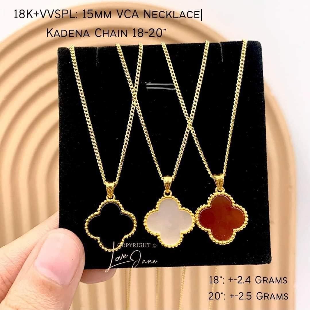 18K Saudi Gold 15MM VCA Necklace CADENA Chain 18-20", Women's Fashion ...