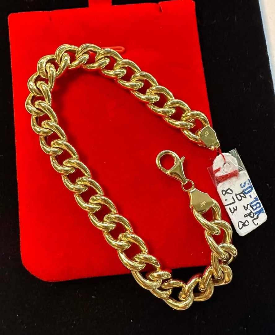 18K Saudi Gold cadena mens bracelet, Women's Fashion, Jewelry ...