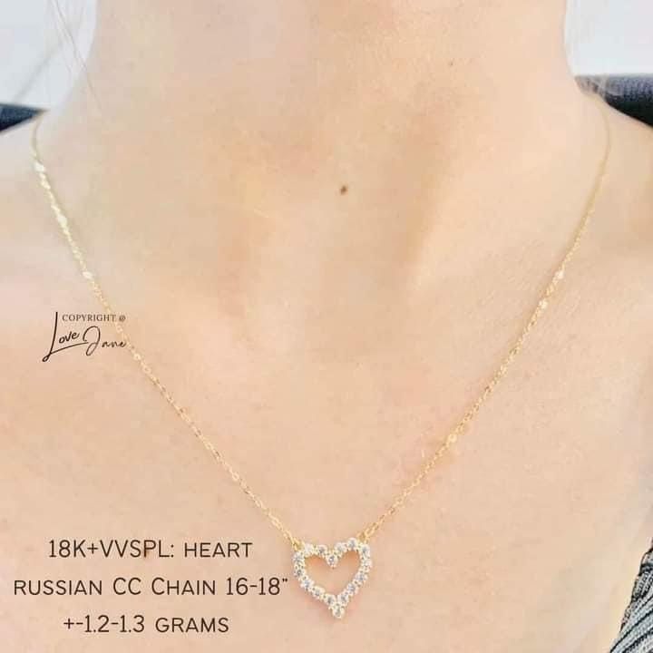 18K Saudi Gold HEART RUSSIAN CC Chain 16-18", Women's Fashion, Jewelry ...