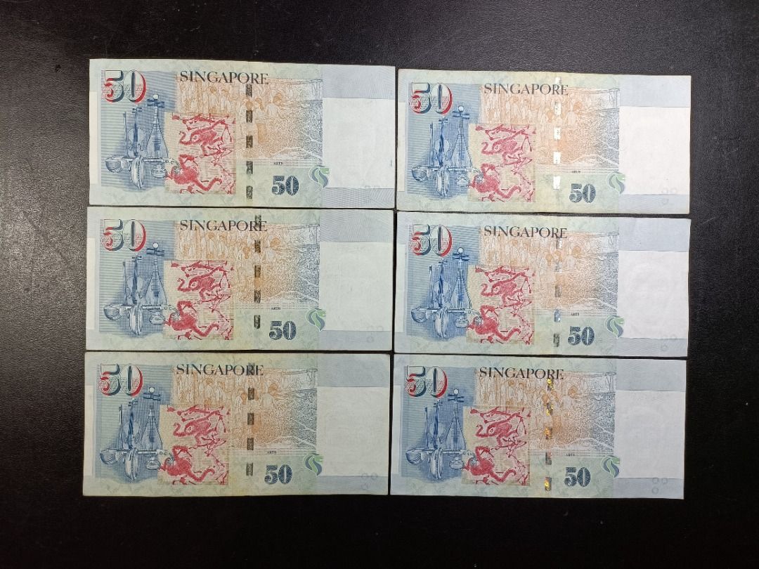 6 pcs of $50(Signed by PM LHL,Chairman of MAS) Portrait Paper Notes ...