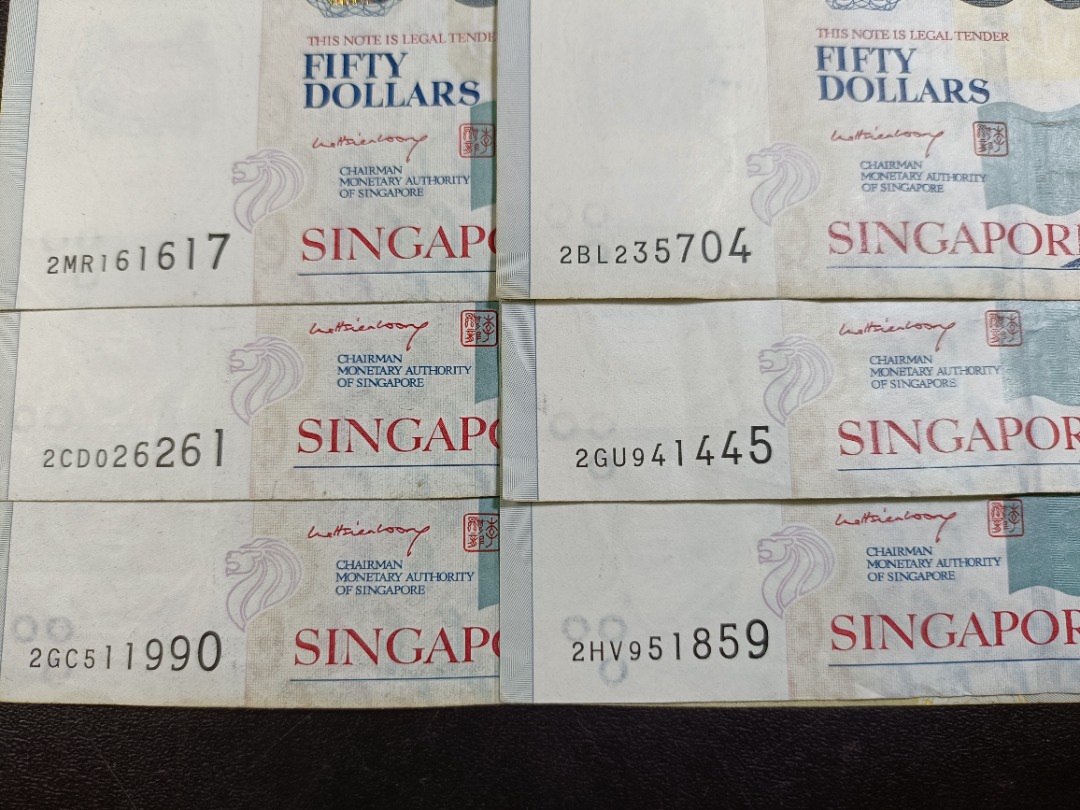 6 pcs of $50(Signed by PM LHL,Chairman of MAS) Portrait Paper Notes ...