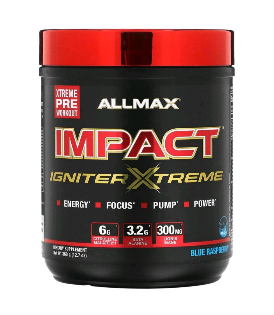 ALLMAX - IMPACT Igniter Xtreme Pre-Workout (Blue Raspberry), Health ...