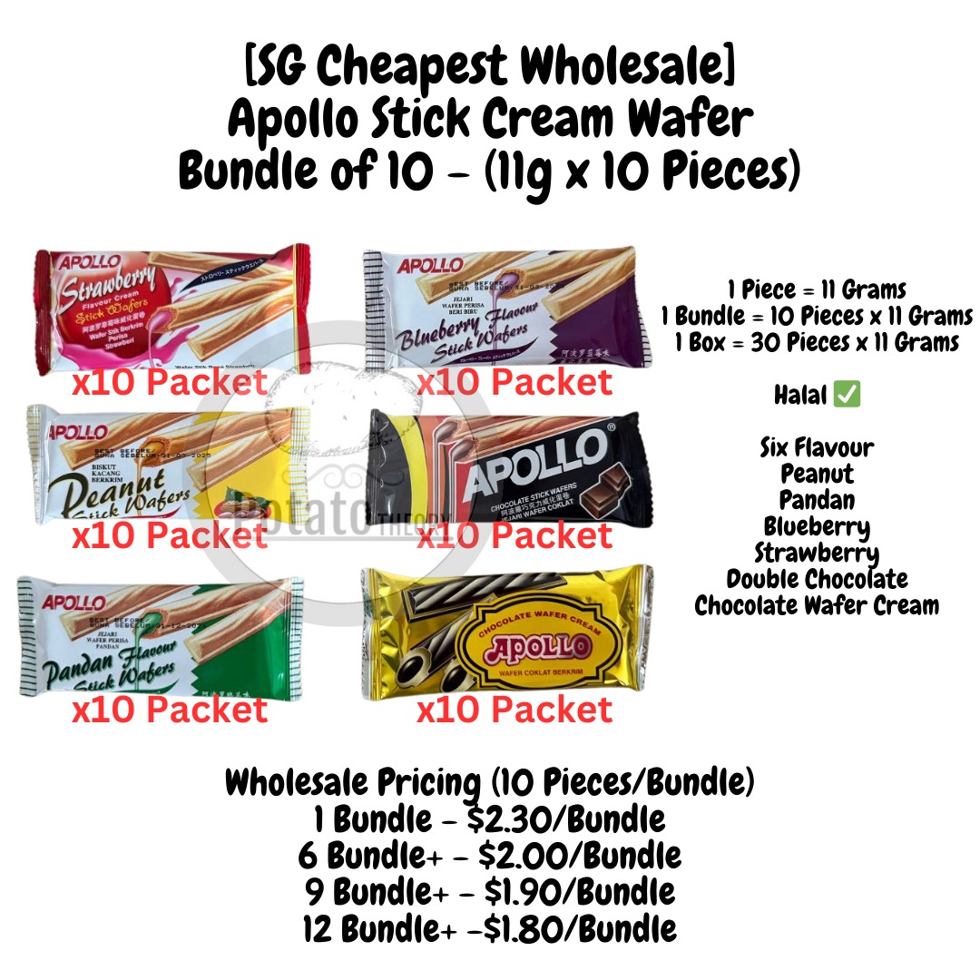 Apollo Wafer Stick Biscuit (11g x 10 Pkt Bundle), Food & Drinks, Other ...